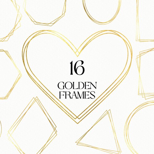Gold Frame Clipart Geometric Golden Frames DIY Wedding - Etsy