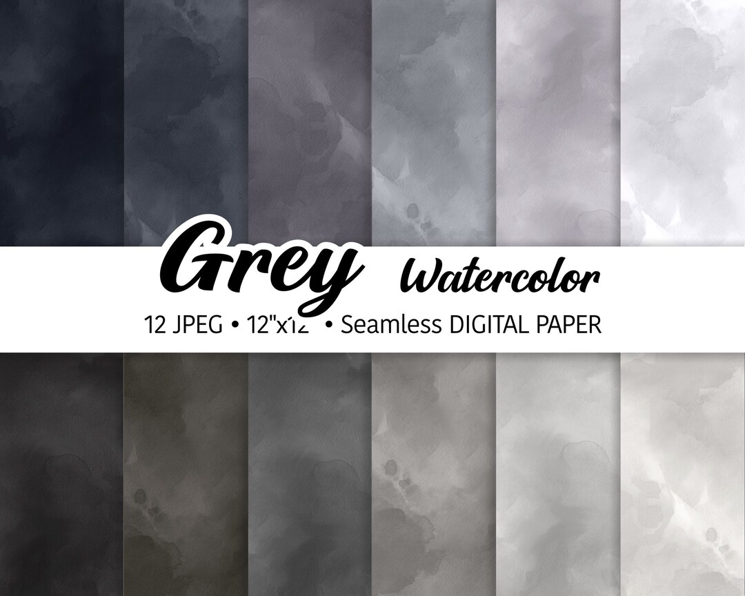Grey Watercolor Digital Paper Pack, Abstract Watercolor Background ...