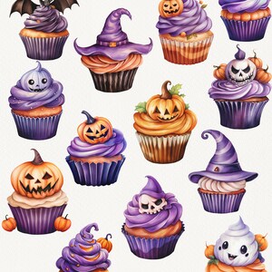 Watercolour Halloween Cupcake Clipart, Cute Candy, Witch Hat, Spooky ...