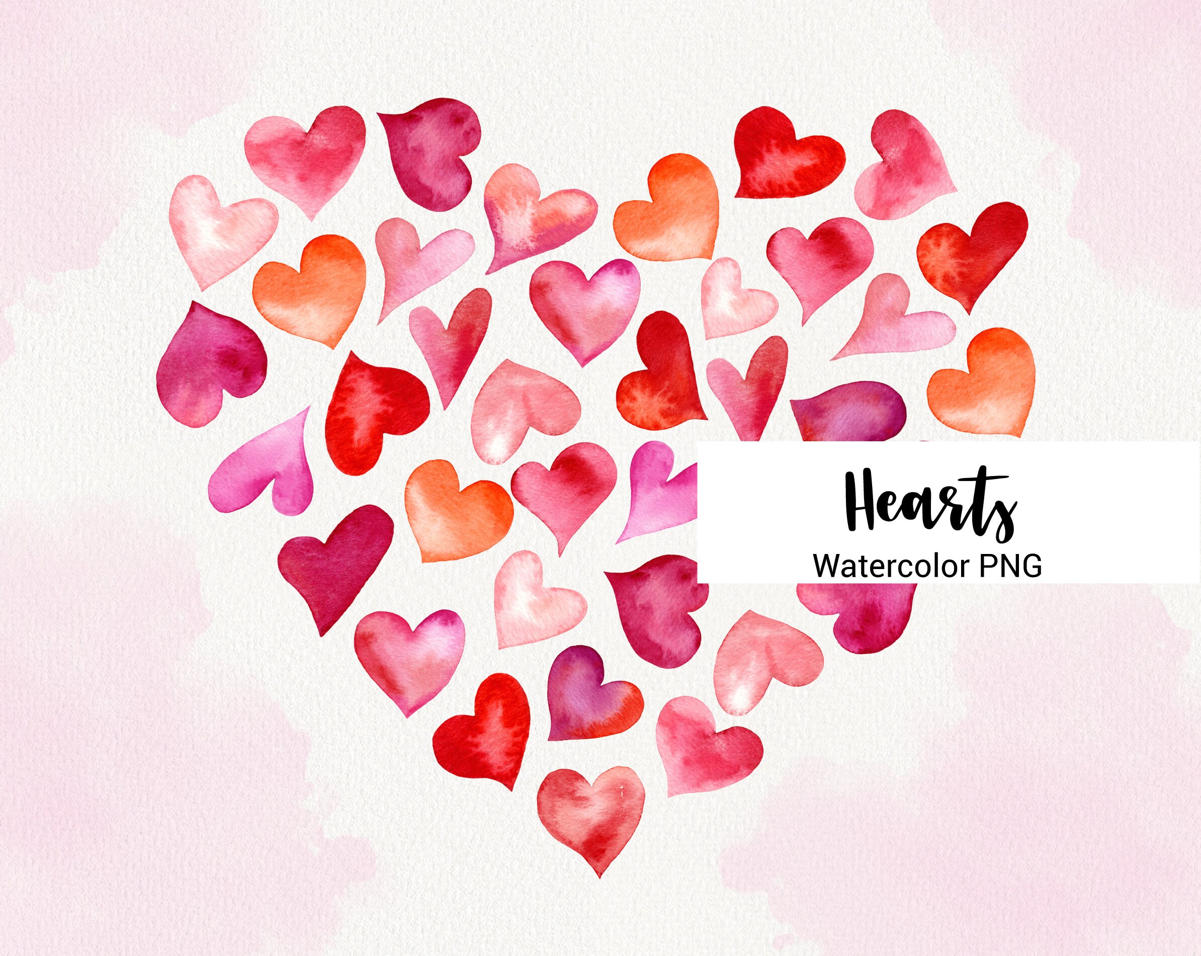 Watercolor Valentine Heart Clipart Valentines Day Invitation - Etsy