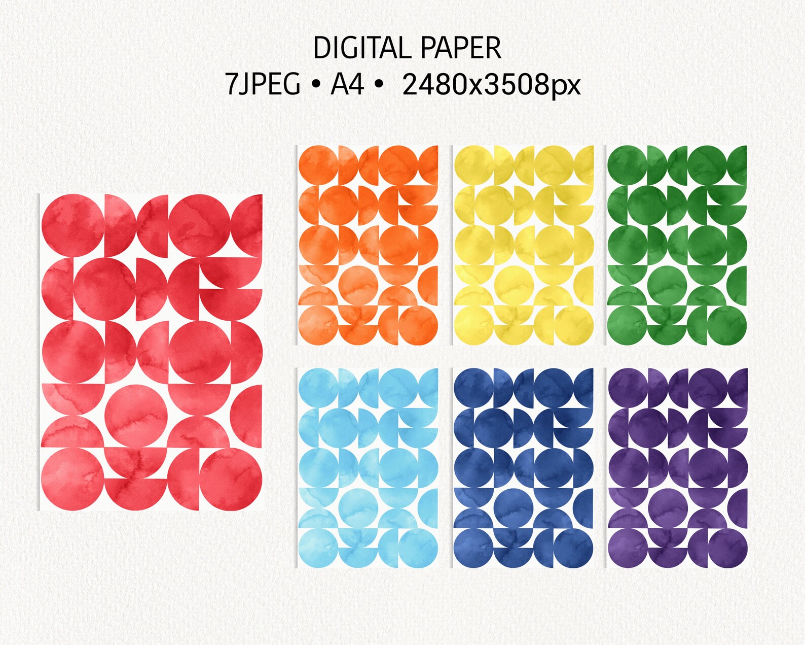 Watercolor Abstract Digital Paper, Geometric, Color Textures, Modern ...