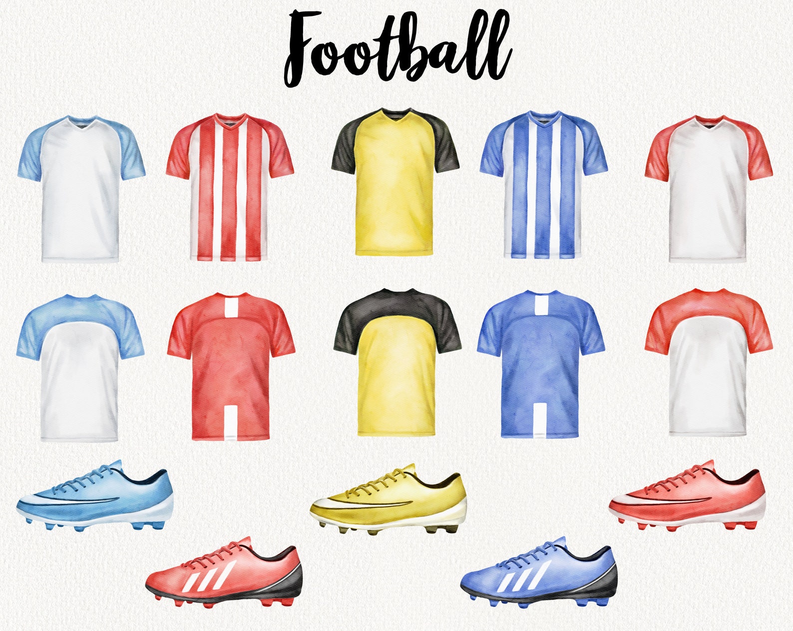 Watercolor Football Clipart, Kids Sport Clip Art, Sport T-shirt, Awards ...