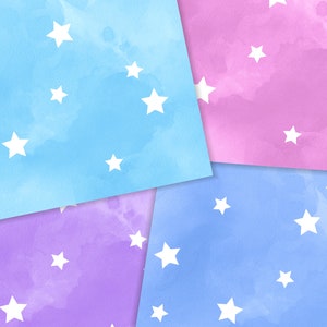 Watercolor Stars Digital Paper Pack, Abstract Watercolor Textures ...