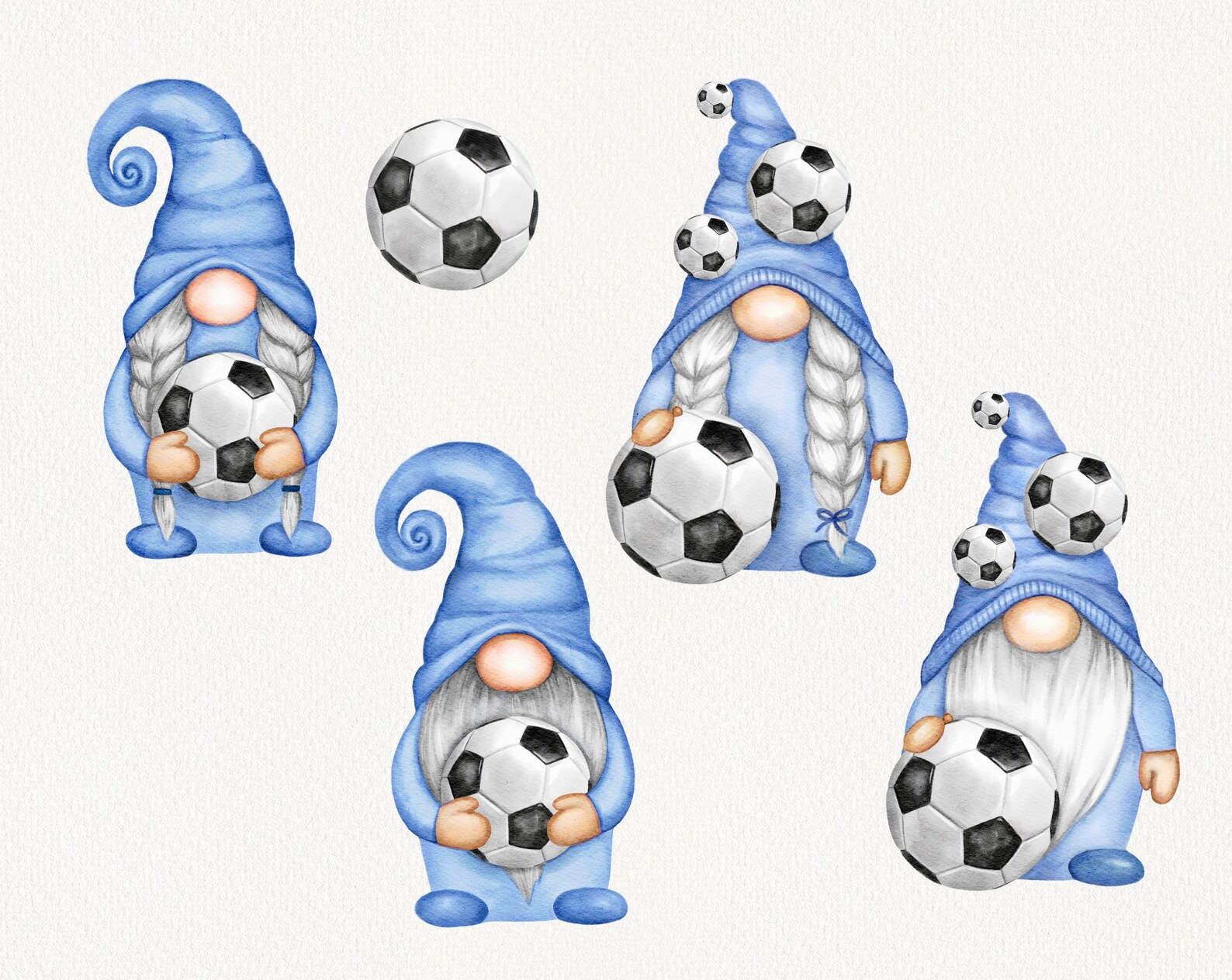 Soccer Gnomes Clipart Watercolor Football Gnome Clip Art - Etsy