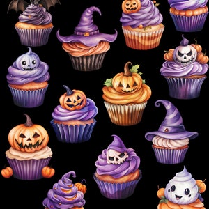 Watercolour Halloween Cupcake Clipart, Cute Candy, Witch Hat, Spooky ...