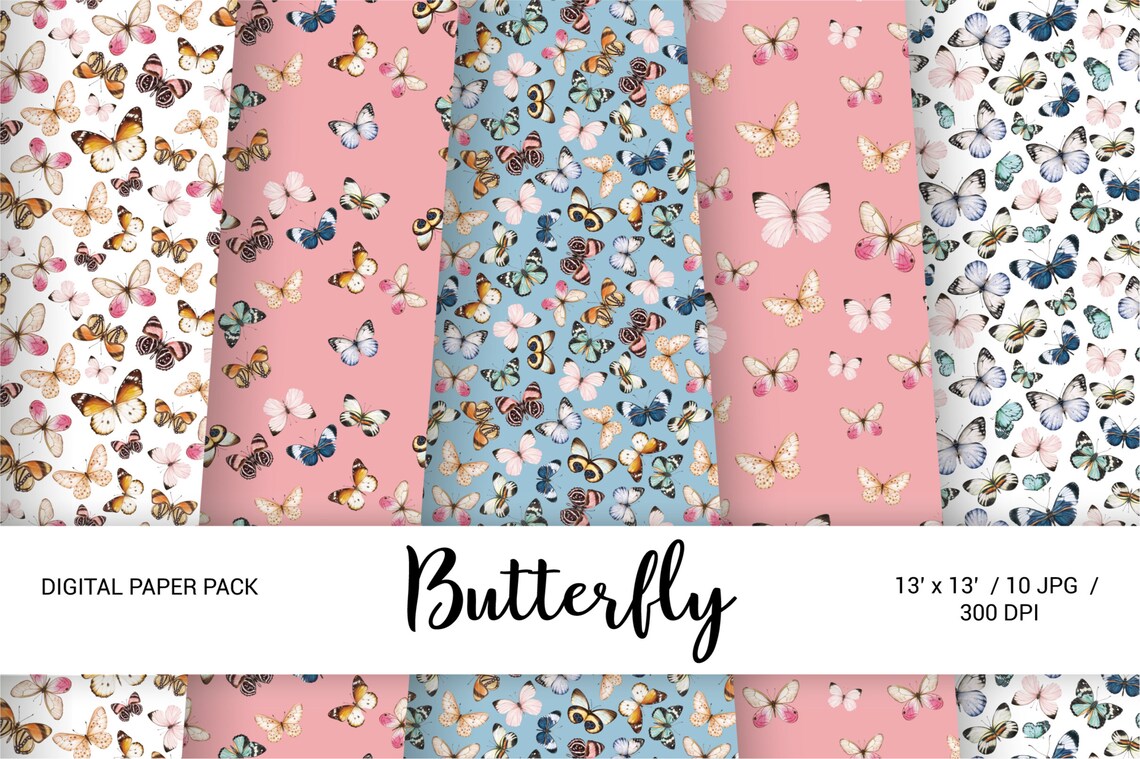 Watercolor Butterfly Seamless Digital Paper Spring Easter - Etsy