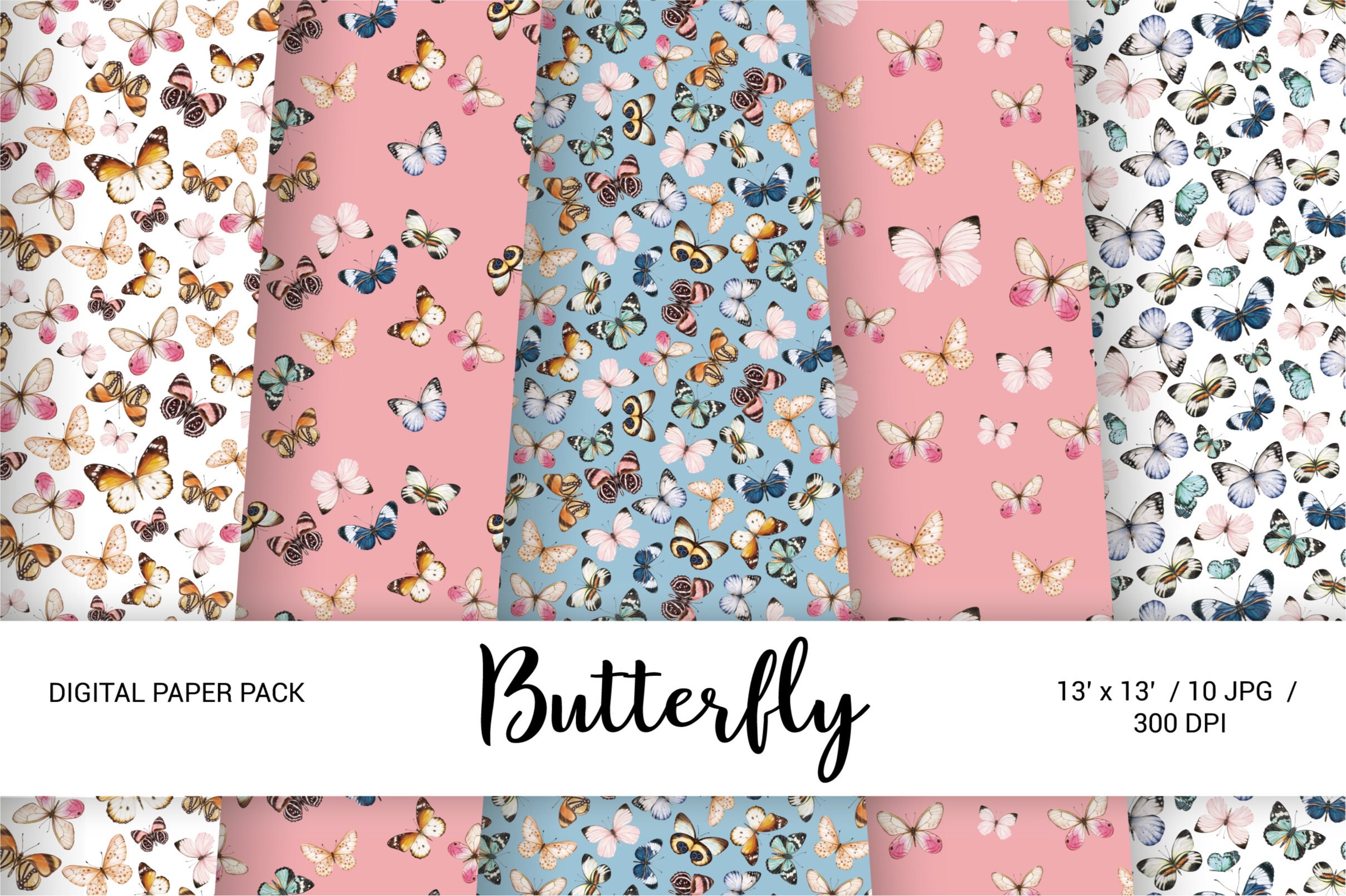 Watercolor Butterfly Seamless Digital Paper Spring Easter - Etsy