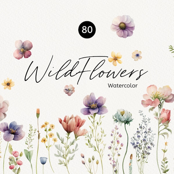 Wildflower Clip Art - Etsy