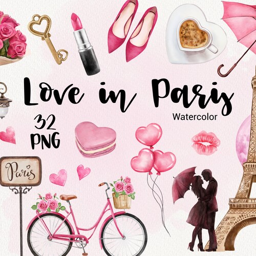 Watercolor Pink Roses Clipart Valentine's Day Flower Clip - Etsy