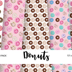 Watercolor Donut Digital Paper, Yummy Donut Party, Seamless Pattern ...