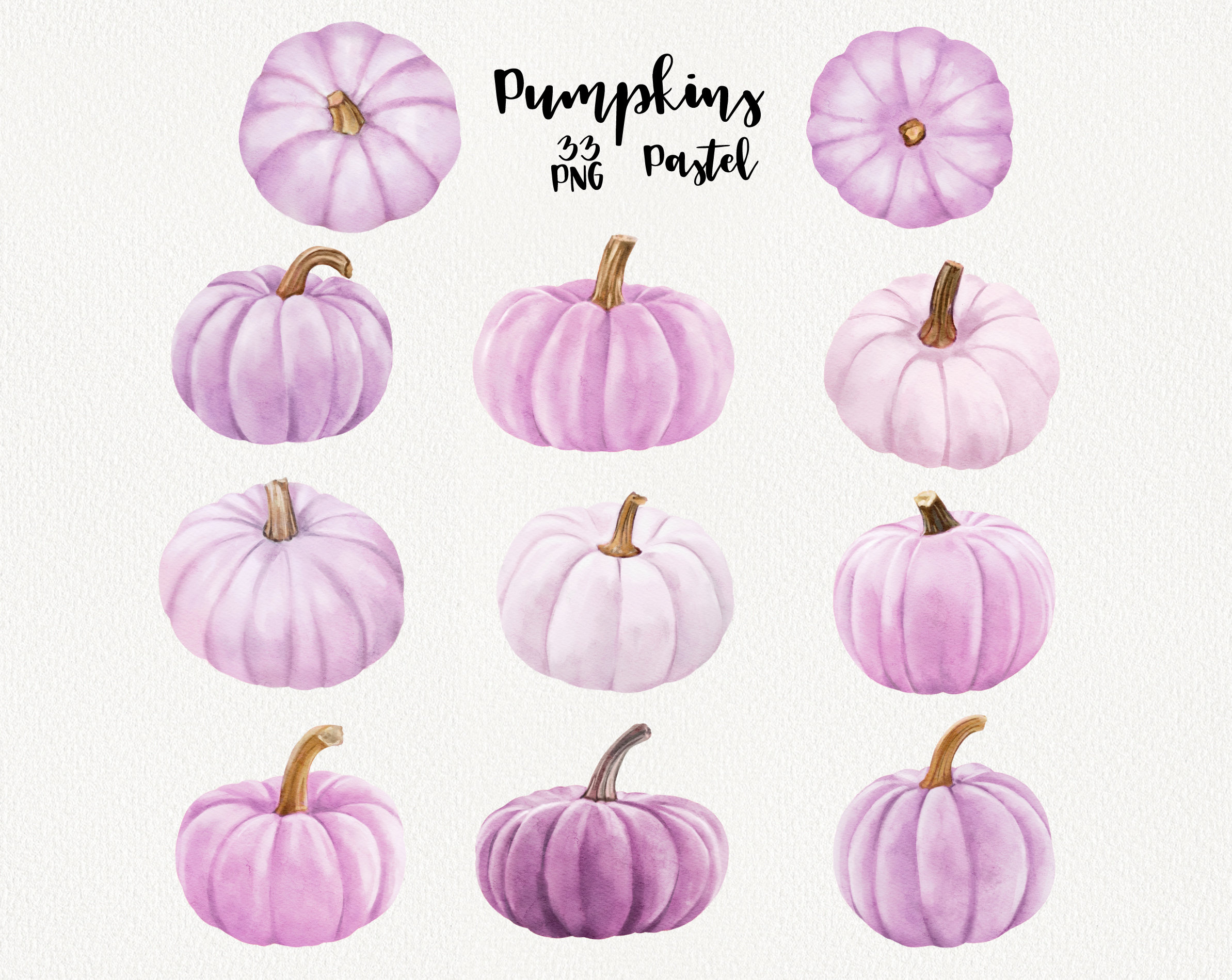 Pastel Pumpkin Clipart Watercolor Pumpkins Pink Blue Violet - Etsy