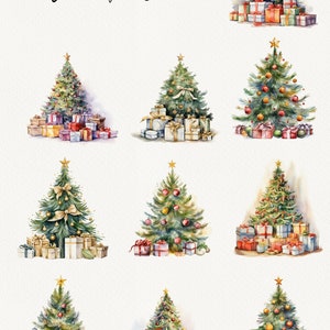 Watercolor Christmas Tree Clipart, Cozy Winter Holiday, Christmas Tree ...
