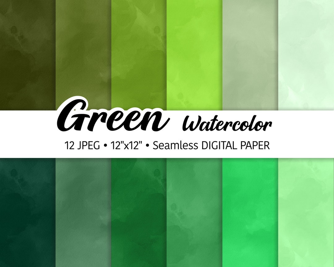 Green Watercolor Digital Paper Pack, Forest Tones, Olive Abstract ...