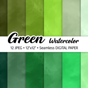 Green Watercolor Digital Paper Pack, Forest Tones, Olive Abstract ...