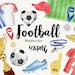 Watercolor Sports Clipart, Football, Basketball, Baseball, Soccer ...