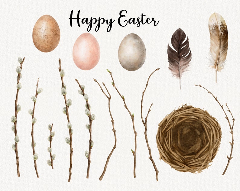 Watercolor Easter Clipart, Hand Painted Spring Holiday Eggs Clip Art ...
