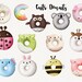Watercolor Donuts Clipart, Cute Animal Donut Clip Art, Kids Birthday ...