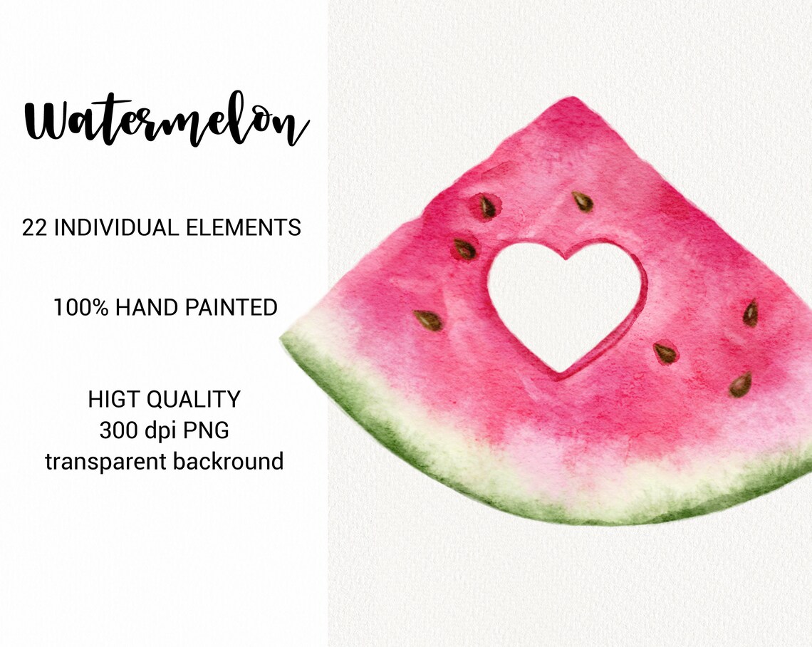 Watercolor Watermelon Clipart, Fruit Tropical Summer Fruit Clip Art PNG ...