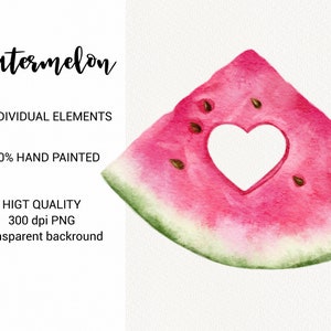 Watercolor Watermelon Clipart, Fruit Tropical Summer Fruit Clip Art PNG ...