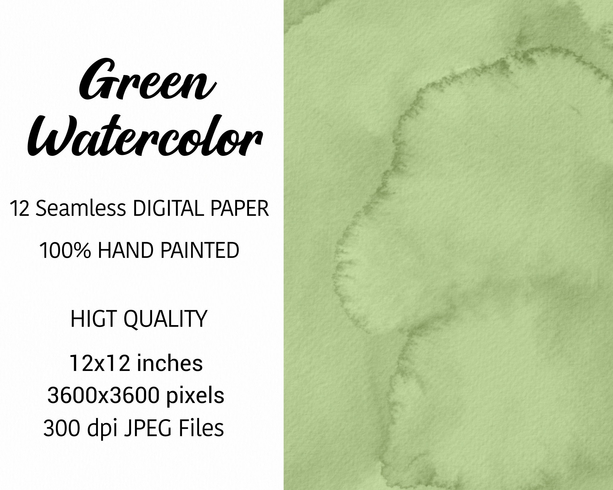 Green Watercolor Digital Paper Pack, Forest Tones, Army Abstract ...
