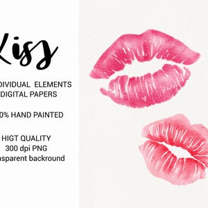Watercolor Kiss Lips Clipart, Valentine's Day Clipart, Pink Lips Clip ...