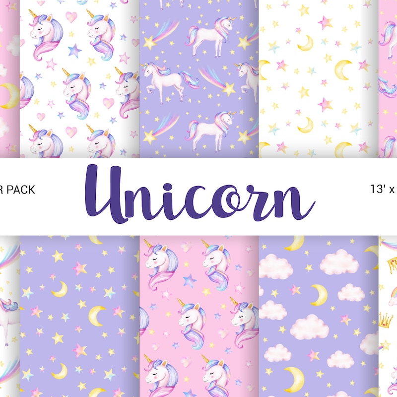 Unicorn Digital Paper - Etsy