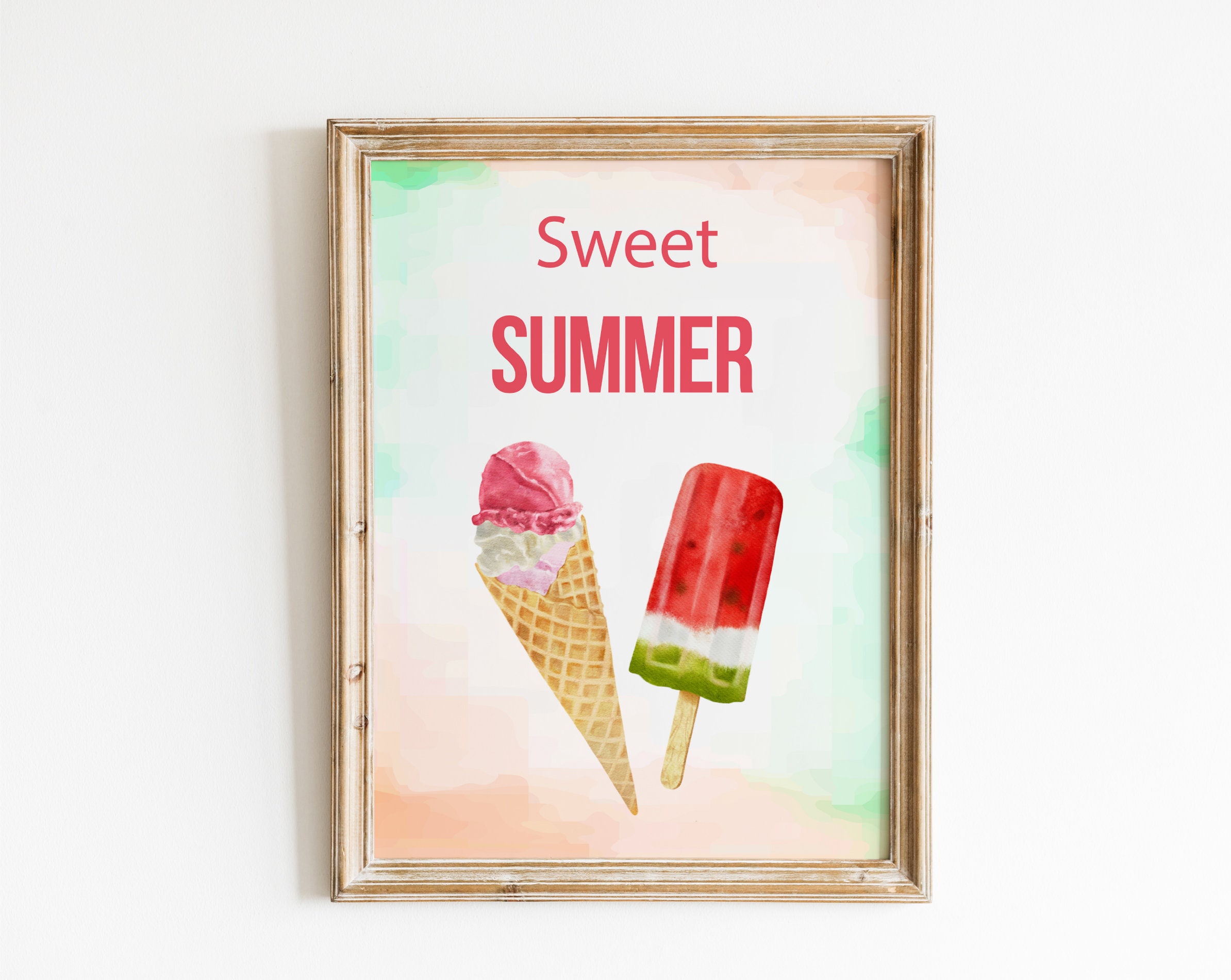 Ice Cream Clipart Watercolor Summer Icecream Waffle Cone - Etsy