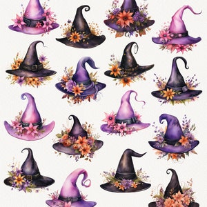Watercolor Witch Hats Clipart, Cute Happy Halloween, Witches Clip Art ...