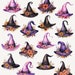Watercolor Witch Hats Clipart, Cute Happy Halloween, Witches Clip Art ...