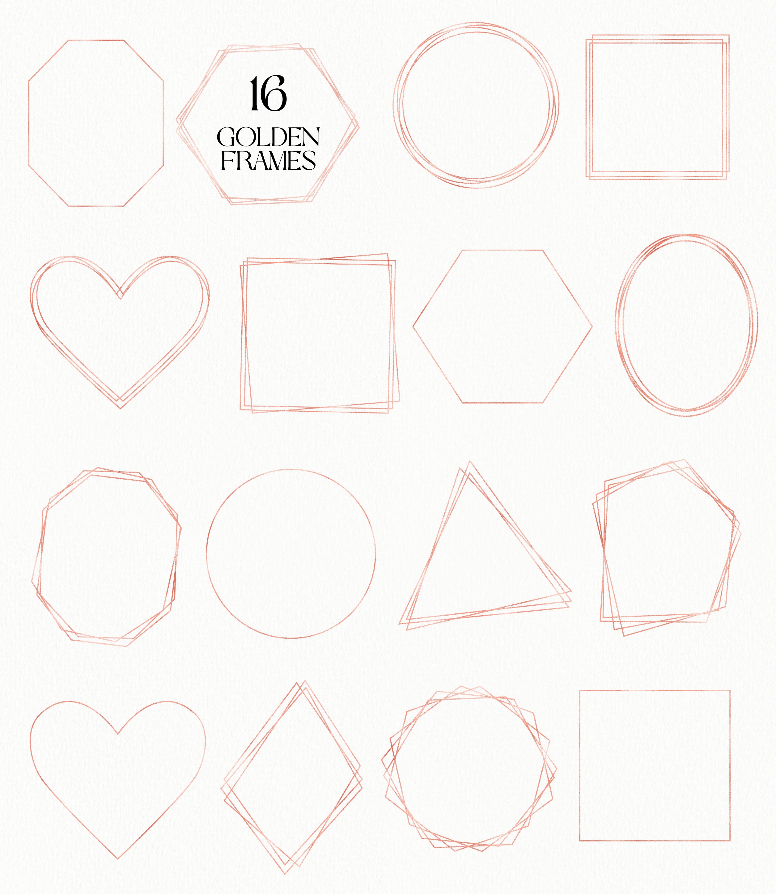 Pose Gold Frame Clipart Geometric Golden Frames Clip Art - Etsy
