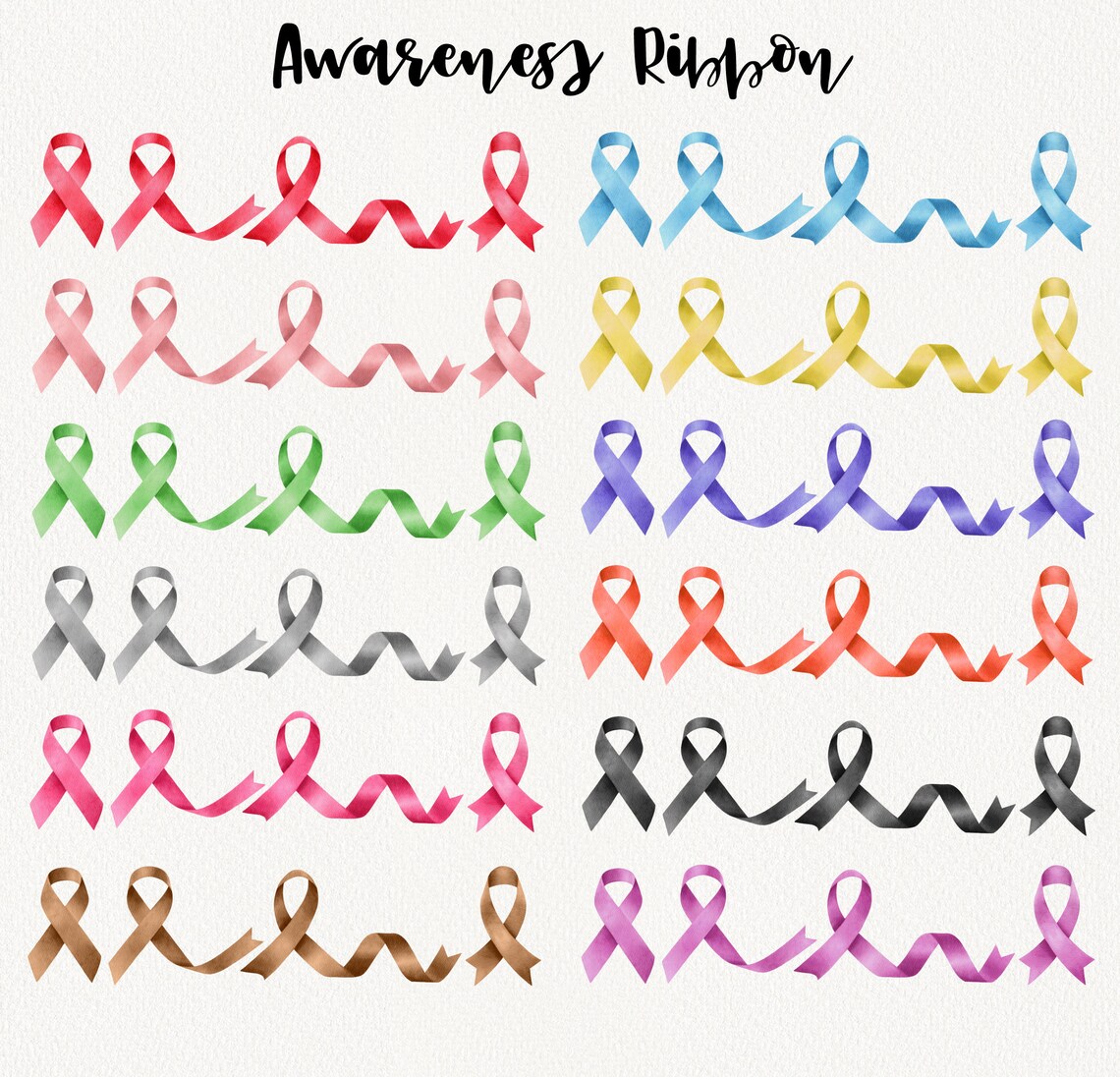 Awareness Ribbon Clipart World Cancer Day Watercolor Bow - Etsy