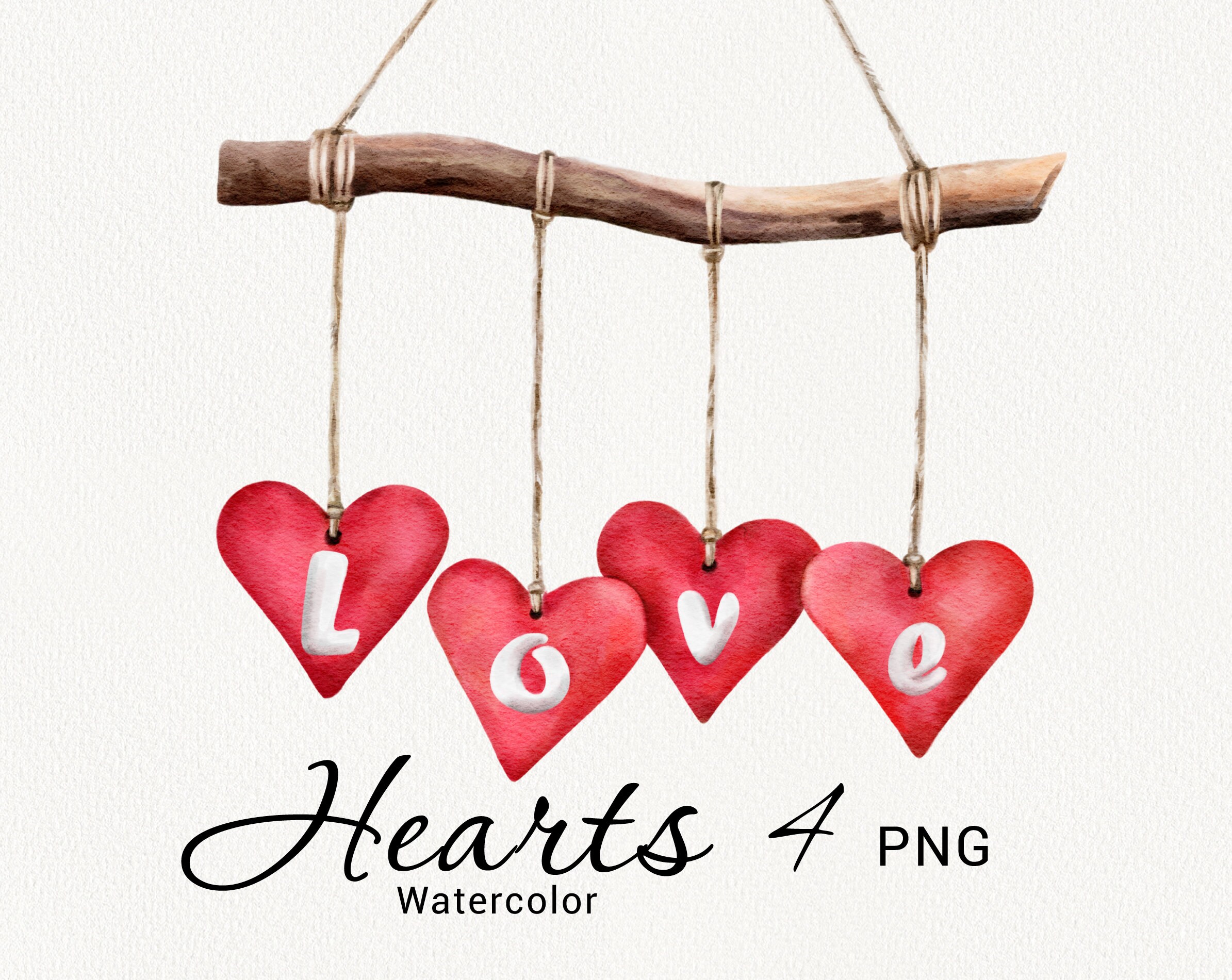 Valentine's Day Clipart Watercolor Love Clip Art Tree - Etsy