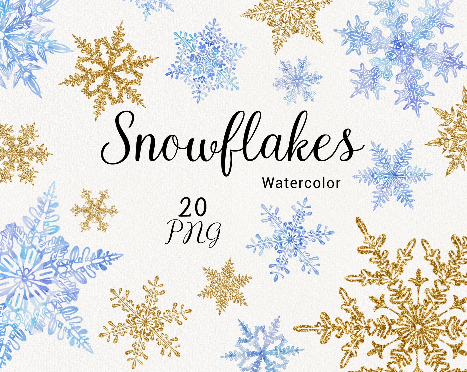 Watercolor Snowflakes Clipart Christmas Snow Clip Art Snowy - Etsy