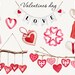 Valentine's Day Clipart, Watercolor Love Clip Art, Tree With Red Hearts ...