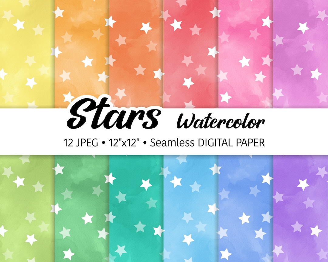 Watercolor Stars Digital Paper Pack, Abstract Watercolor Textures ...