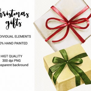 Watercolor Gift Box Clipart, Christmas Presents, Craft Gifts Clipart ...