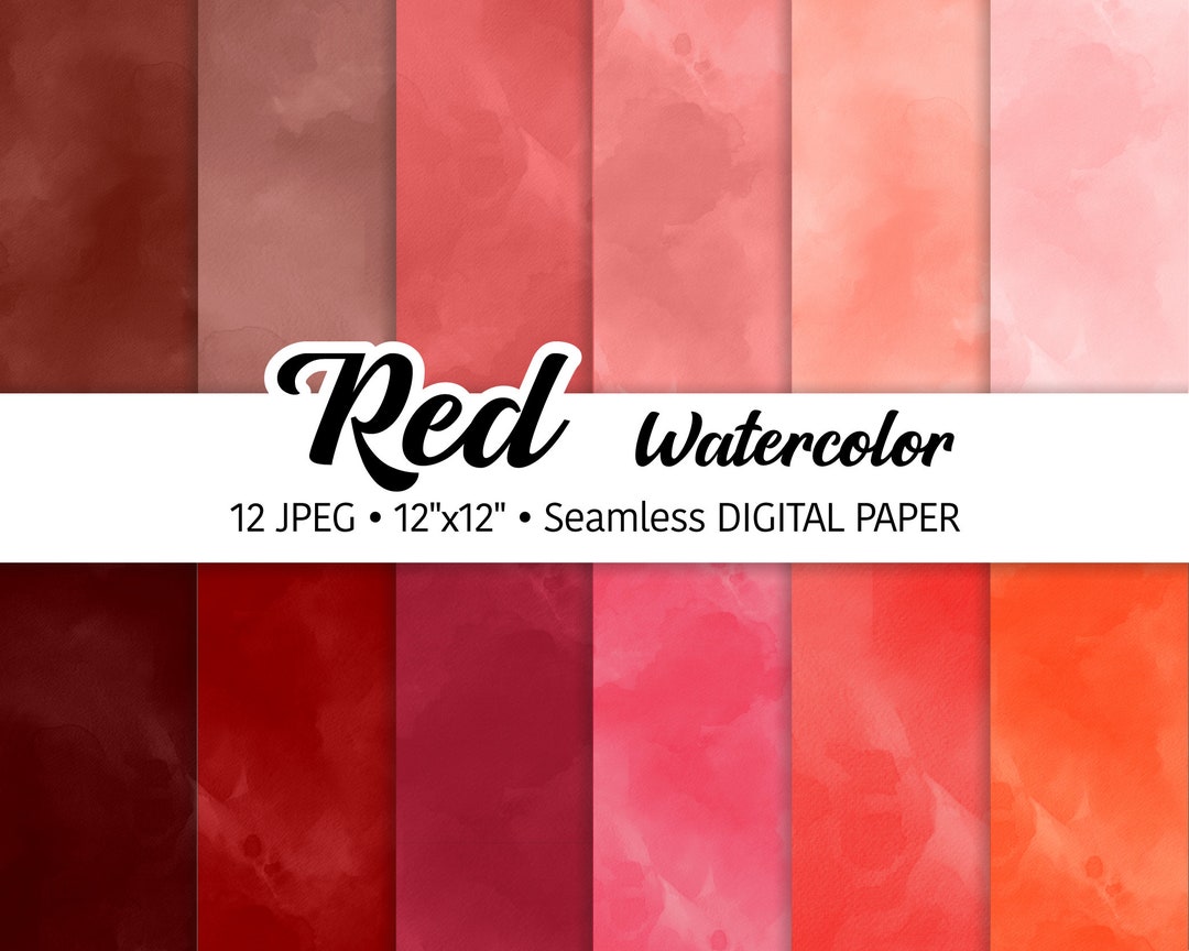 Red Watercolor Digital Paper Pack, Abstract Watercolor Background ...
