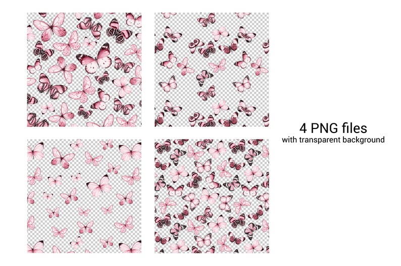 Watercolor Butterfly Seamless Digital Paper, Summer Scrapbook Pink ...