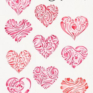 Valentine's Day Clipart, Watercolor Hearts Love Clip Art, Cute Red ...