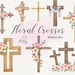 Watercolor Cross Clipart, Easter Wood Crosses With Flowers Clip Art ...