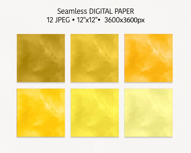 Yellow Watercolor Digital Paper Pack, Orange Abstract Background ...