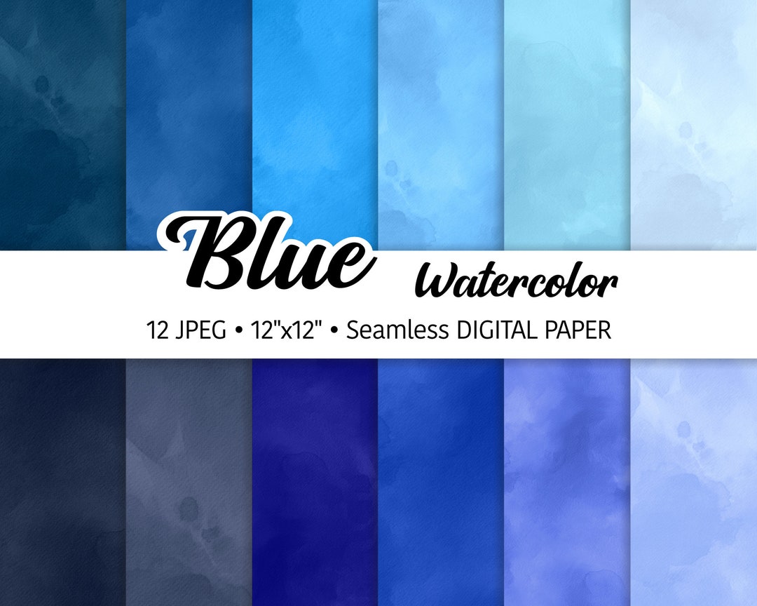 Watercolor Blue Digital Paper Pack, Abstract Watercolor Background ...