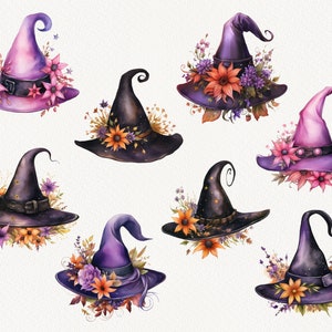 Watercolor Witch Hats Clipart, Cute Happy Halloween, Witches Clip Art ...