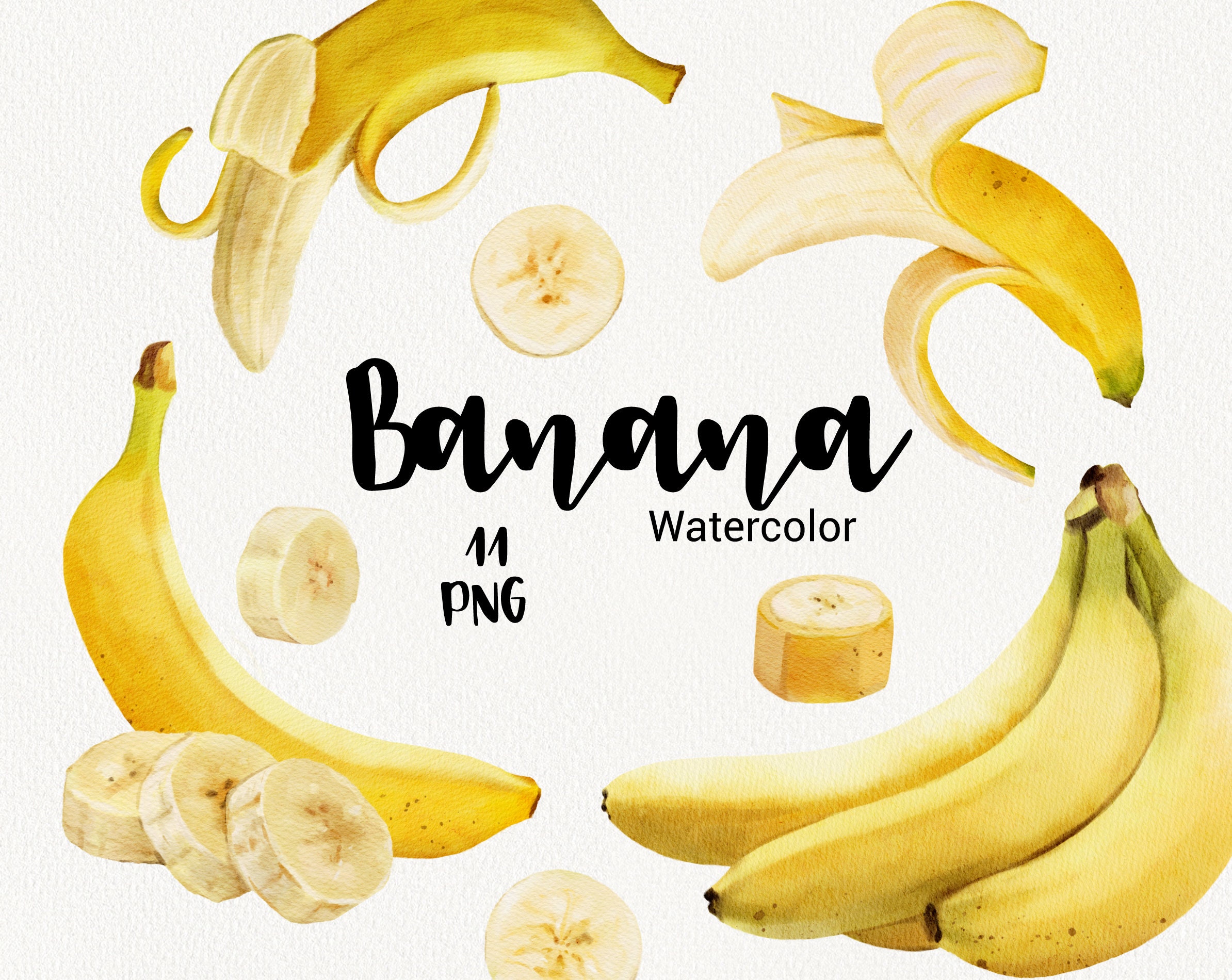 Watercolor Banana Clipart Isolated Digital for Instant - Etsy