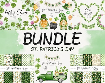 Watercolor St. Patrick's Day Clipart, Gnome Clipart, Shamrock, Clover ...
