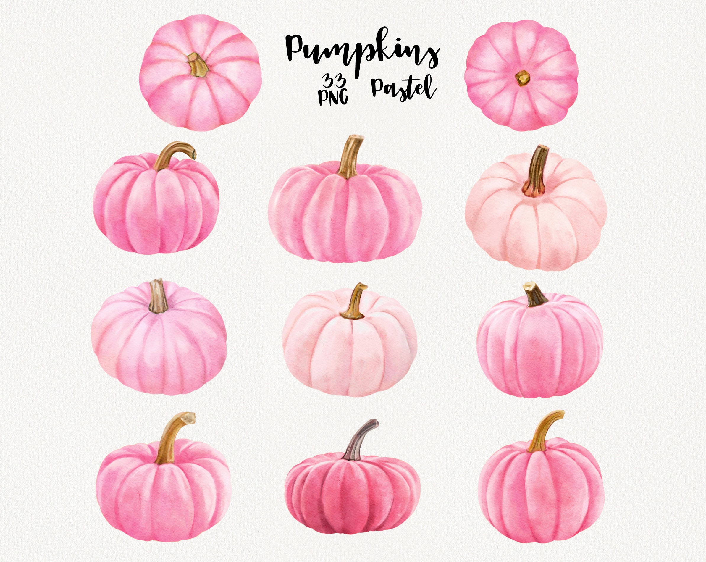 Pastel Pumpkin Clipart, Watercolor Pumpkins Pink, Blue, Violet Clip Art ...