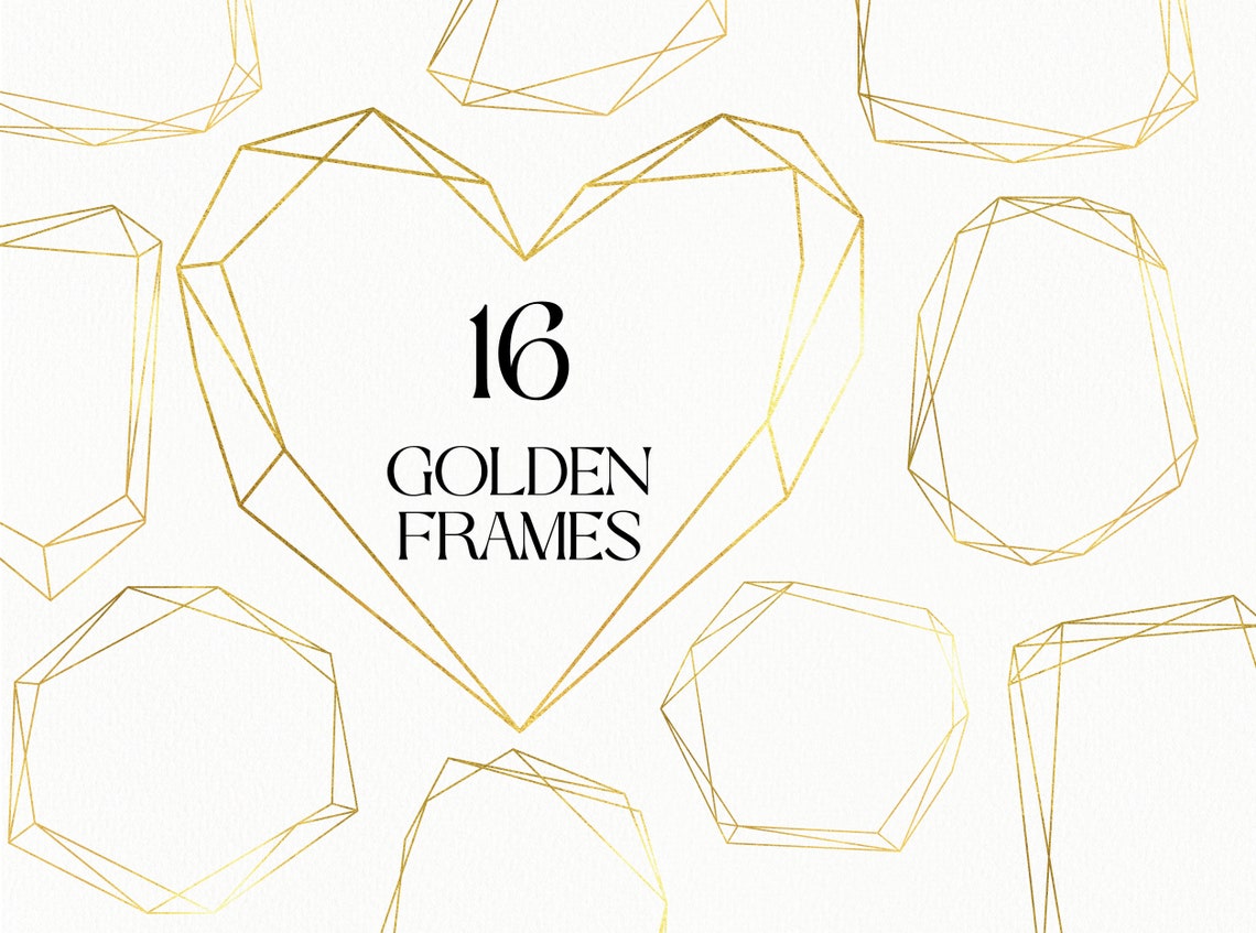Gold Frame Clipart, Geometric Golden Frames Clip Art, Gold Foil ...