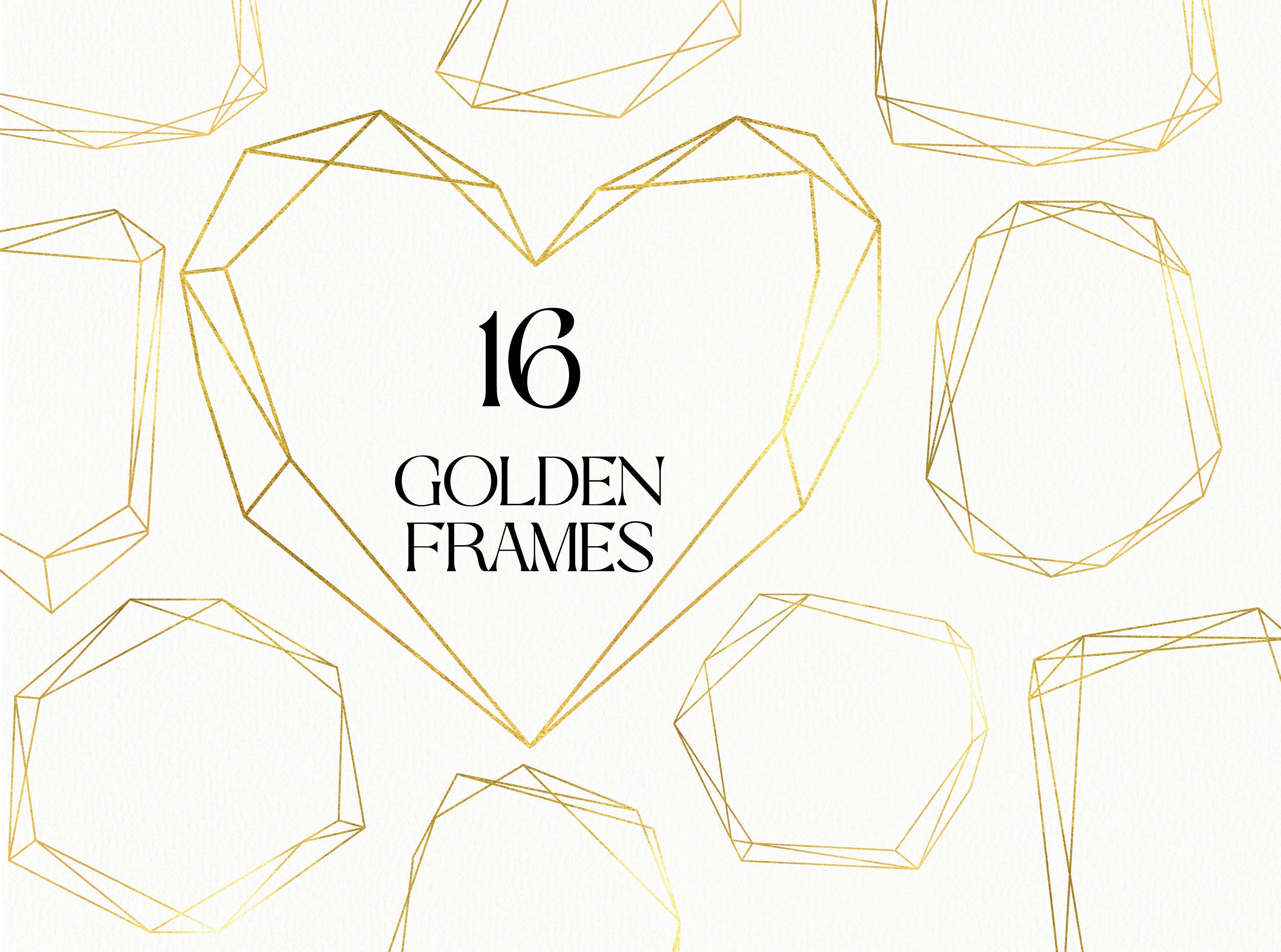 Gold Frame Clipart, Geometric Golden Frames Clip Art, Gold Foil ...
