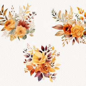 Watercolor Flower Clipart, Fall Autumn Floral, Premade Bouquet, Boho ...