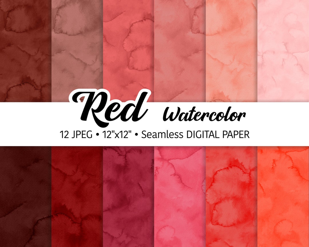 Red Watercolor Digital Paper Pack, Abstract Watercolor Background ...